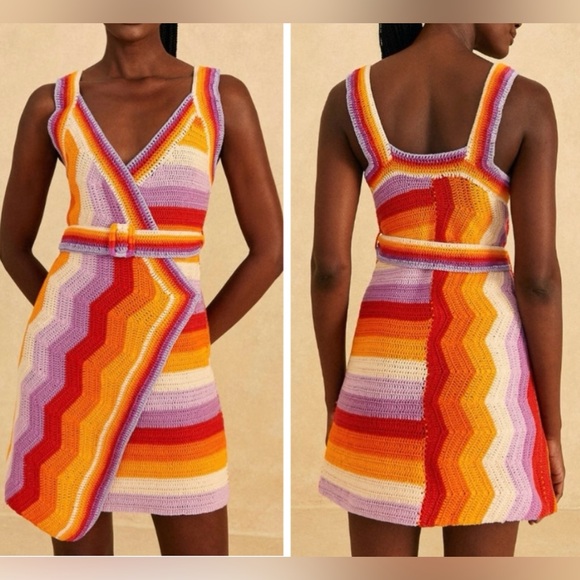 FARM Rio | Dresses | Farm Rio Rainbow Crochet Mini Dress | Poshmark